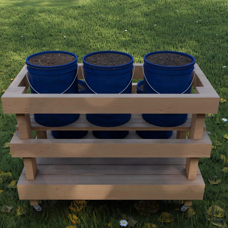 DIY 6-bucket Garden Stand Plans: Mobile Tiered Design 5-gallon (digital ...