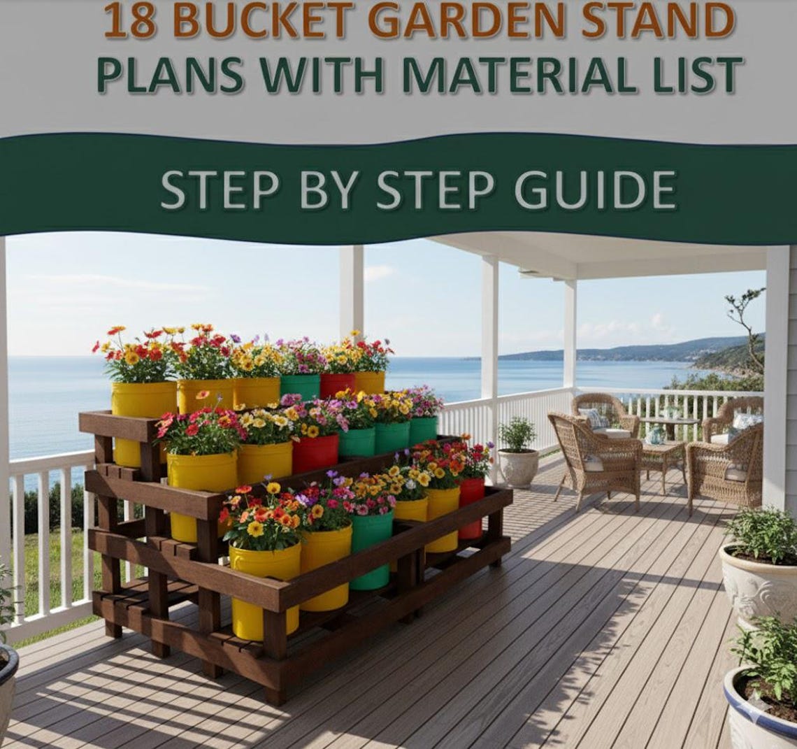 DIY 18 Bucket Tiered Garden Stand Plans 5-gallon (digital PDF Download ...