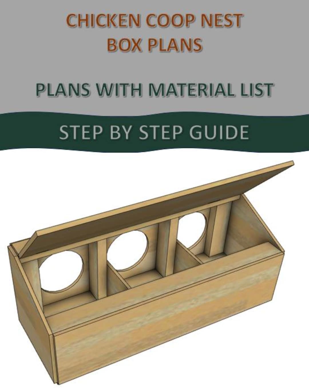Chicken Coop Nest Box Plans: Wooden 3-compartment Design (PDF Pattern ...