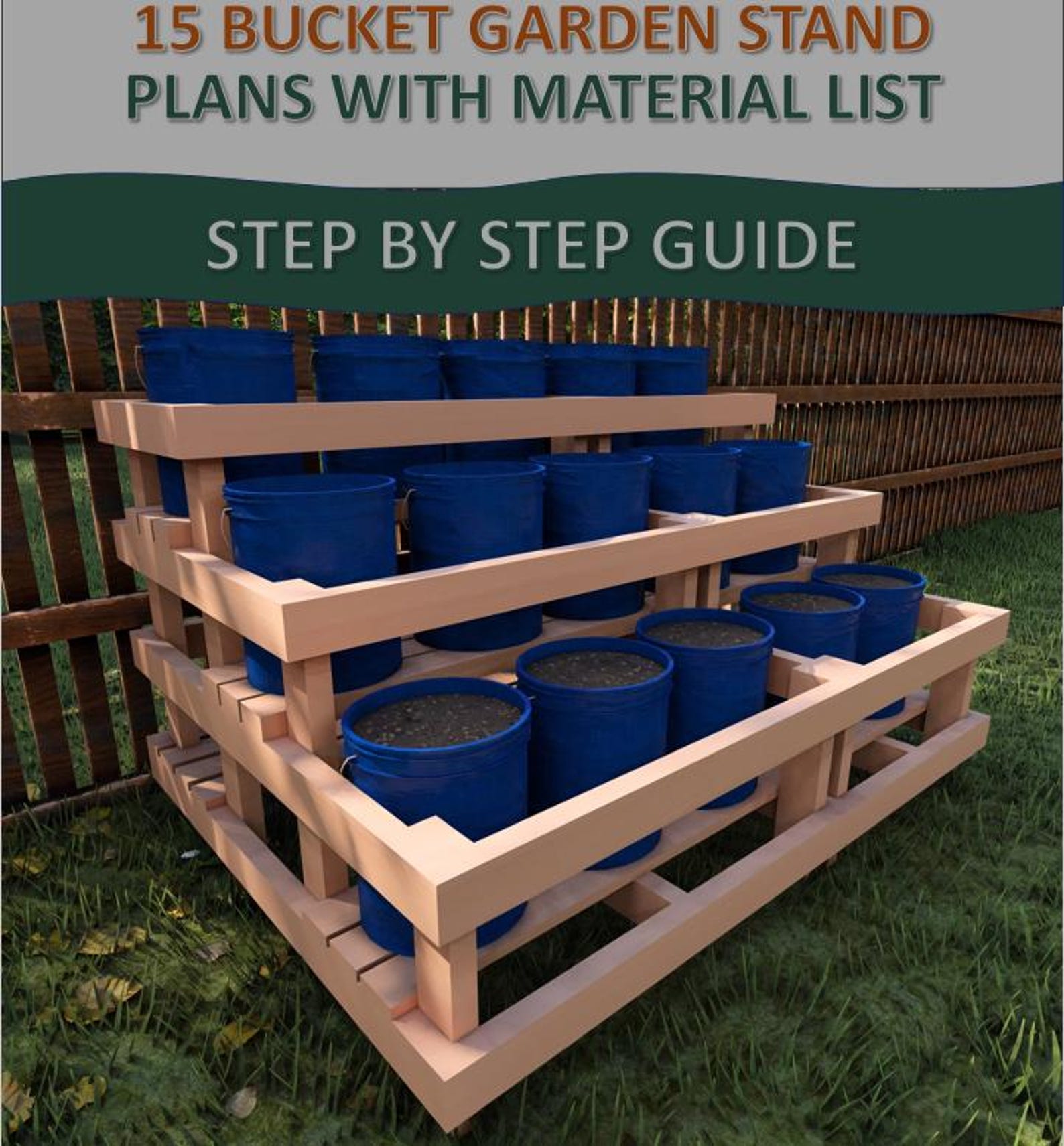 DIY 15-bucket Garden Stand Plans: Tiered Wood Frame 5-gallon (digital ...