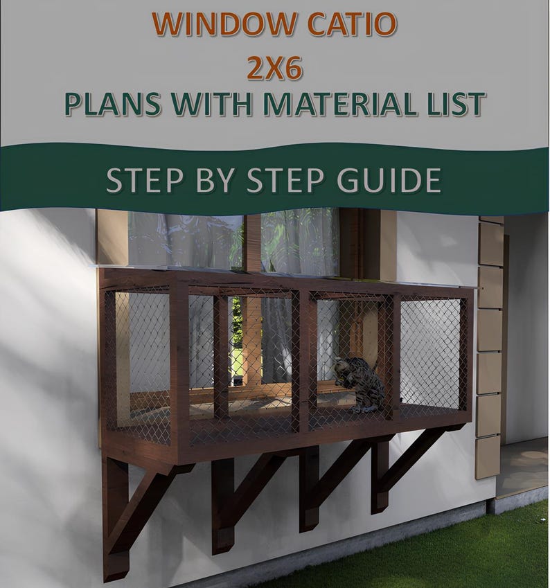 2x6 Window Catio Plans: DIY Cat House Building Plan (PDF) - Etsy
