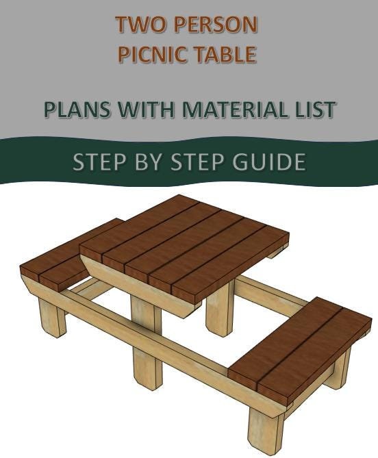 Two Person Picnic Table Plans: Handcrafted Wooden Outdoor Table - Etsy