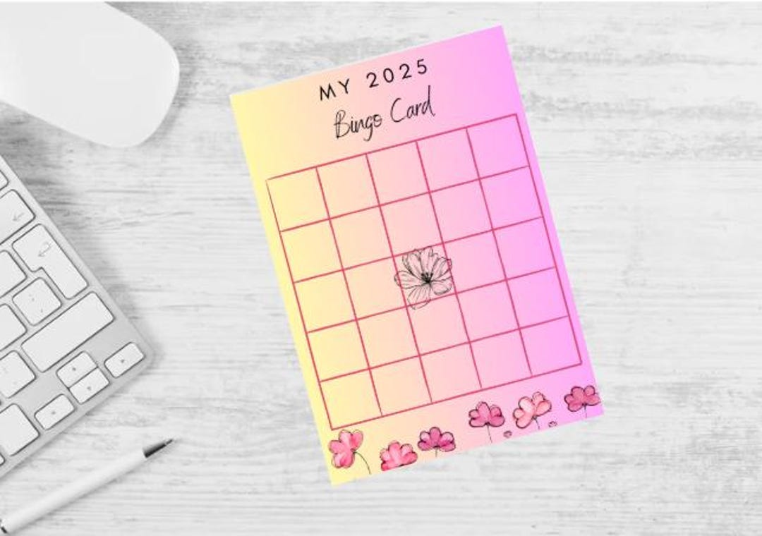 2025 New Year Bingo Card Printable & Editable Goal Setting Digital ...