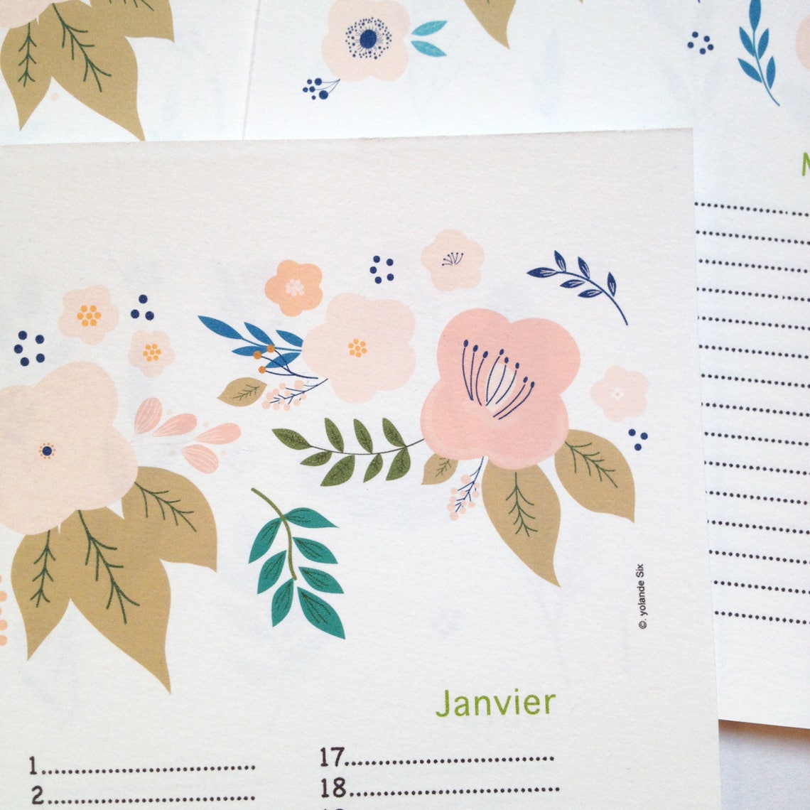 Floral Birthday Calendar, Perpetual Illustrated Calendar, Flowers ...