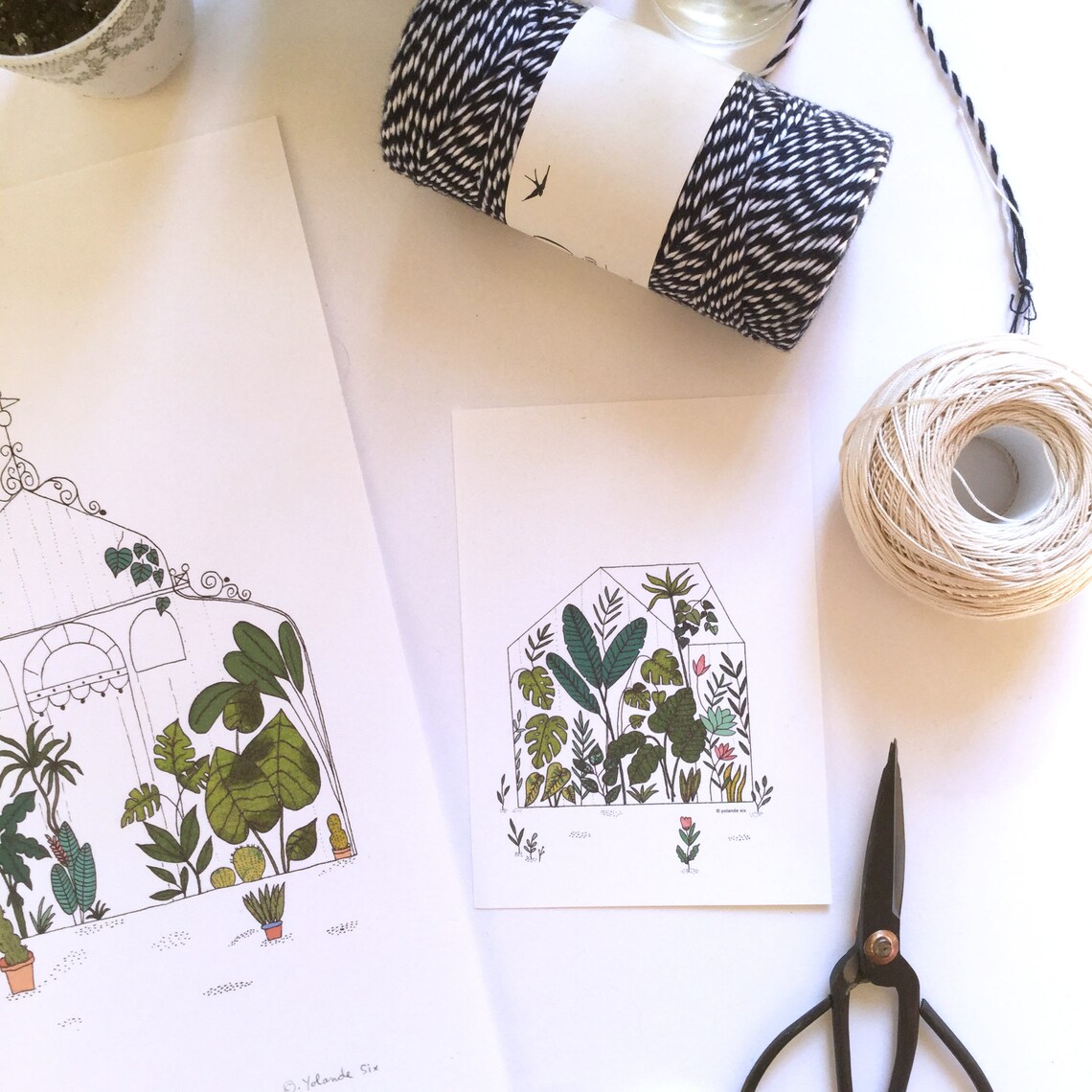 Botanical Cards Greenhouse 4 Cards Set - Etsy