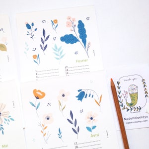 Floral Birthday Calendar, Perpetual Illustrated Calendar, Flowers ...