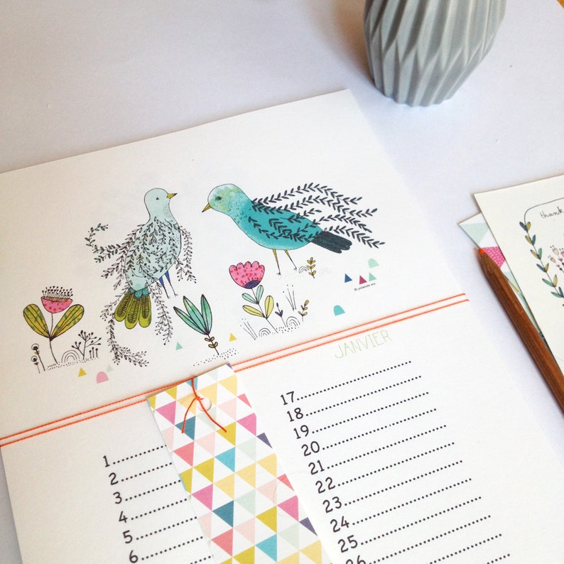 Perpetual Birthday Calendar Blue Birds Size A4 - Etsy