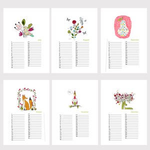 Perpetual Birthday Calendar, Birds, Botanical Illustrations - Etsy
