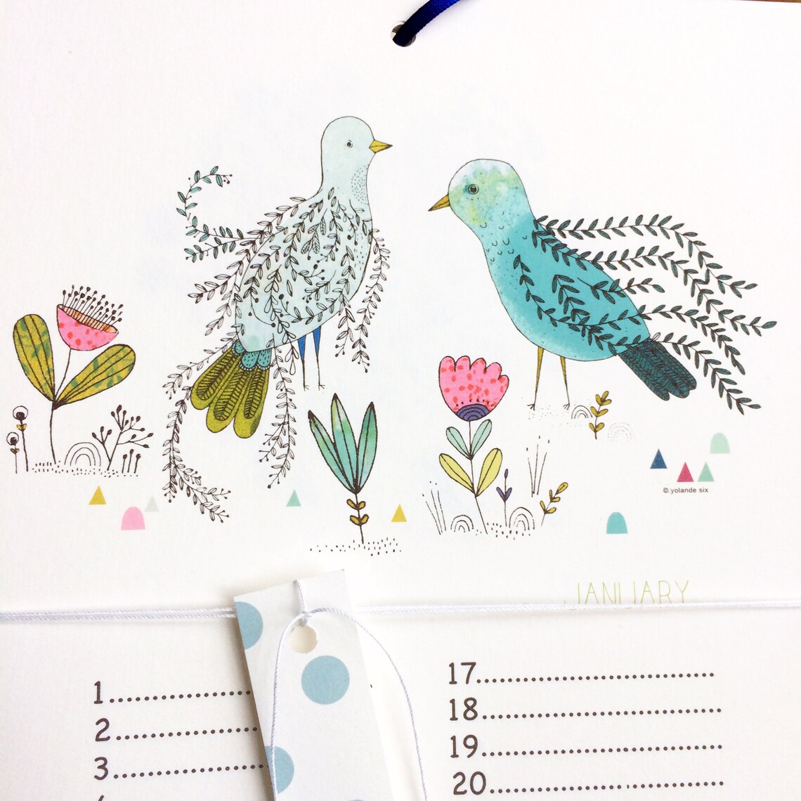 Perpetual Birthday Calendar Blue Birds Size A4 - Etsy