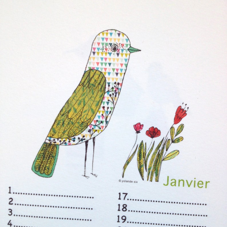 Perpetual Birthday Calendar Birds Botanical Illustrations | Etsy