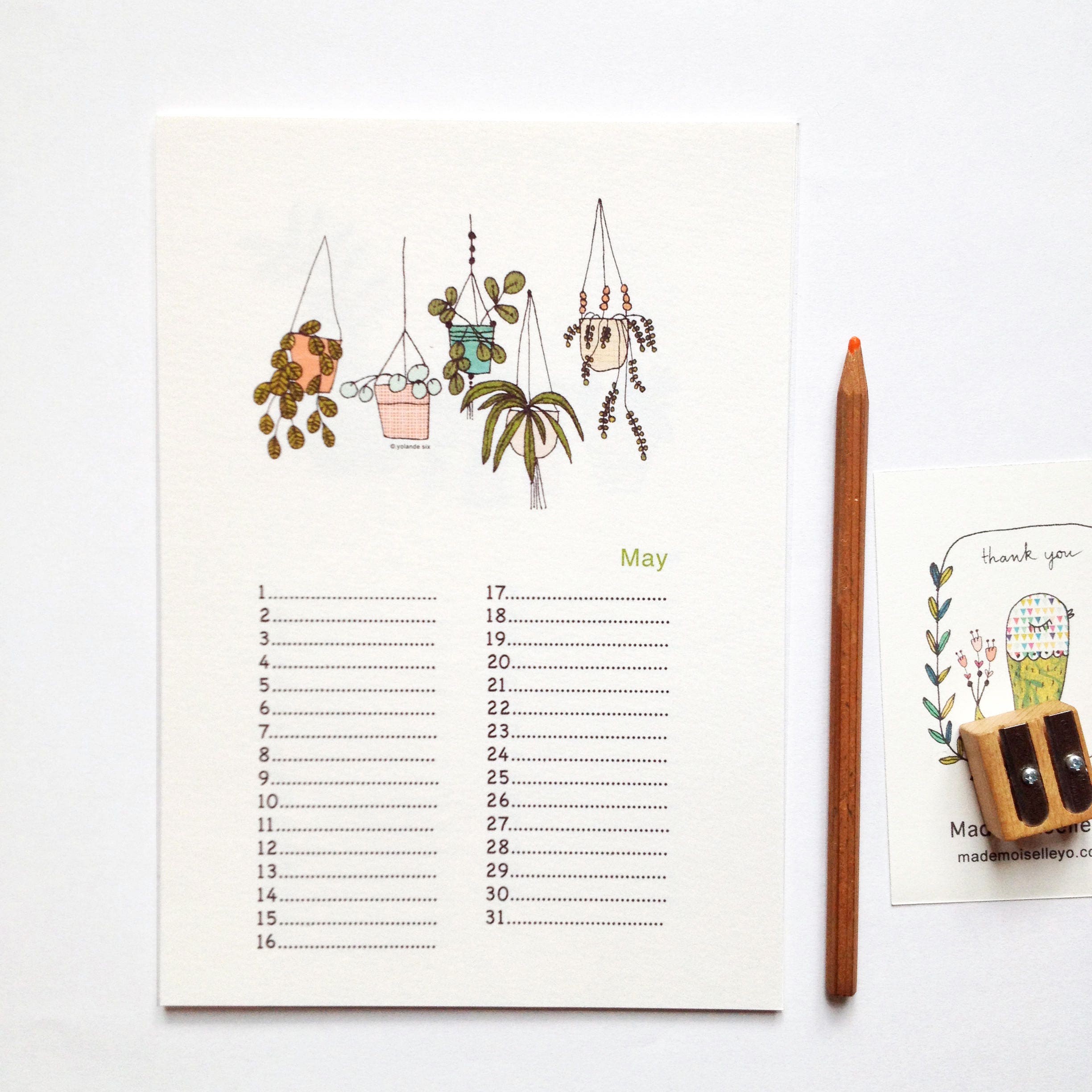 Birthday Wall Calendar Greenhouse Illustrations | Etsy