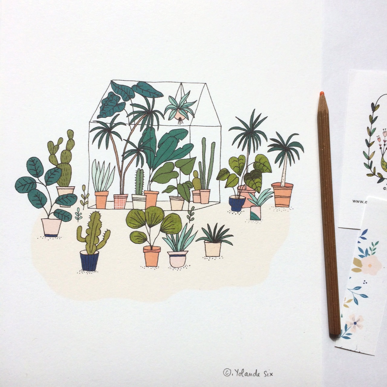 Greenhouse Poster A4 Illustration Cactus and Plants | Etsy