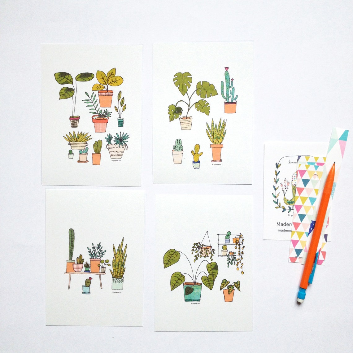 Plants Cards Set, Cactus, Monstera Illustrations, Simple Cards A6 - Etsy