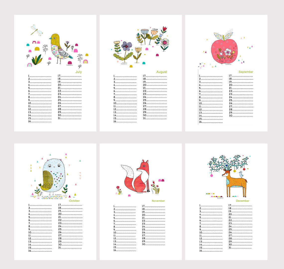 Perpetual Birthday Calendar Birds Botanical Illustrations - Etsy