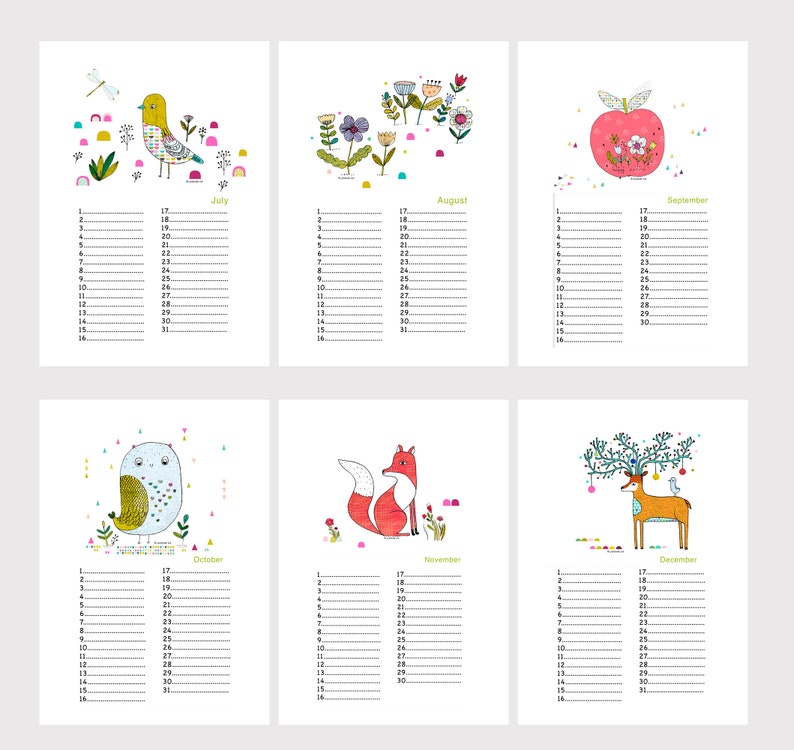 Perpetual Birthday Calendar Birds Botanical Illustrations - Etsy