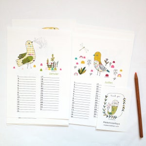 Perpetual Birthday Calendar, Birds, Botanical Illustrations - Etsy
