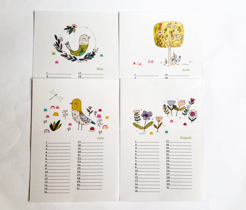 Perpetual Birthday Calendar Birds Botanical Illustrations - Etsy