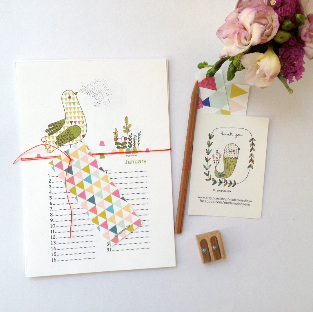 Perpetual Birthday Calendar, Birds, Botanical Illustrations - Etsy