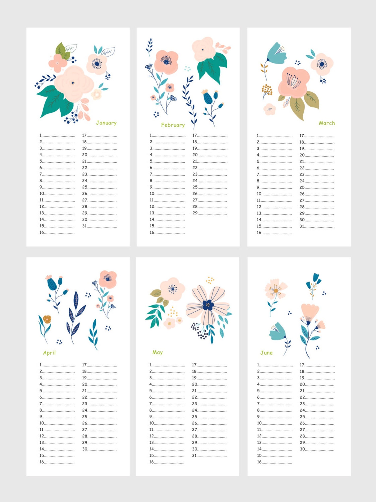 Perpetual Calendar, Leaves, Botanical Illustrations, Calendar ...