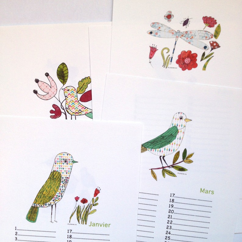Perpetual Birthday Calendar Birds Botanical Illustrations | Etsy