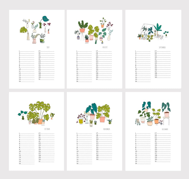 Calendrier illustré pour noter les anniversaires | Etsy France