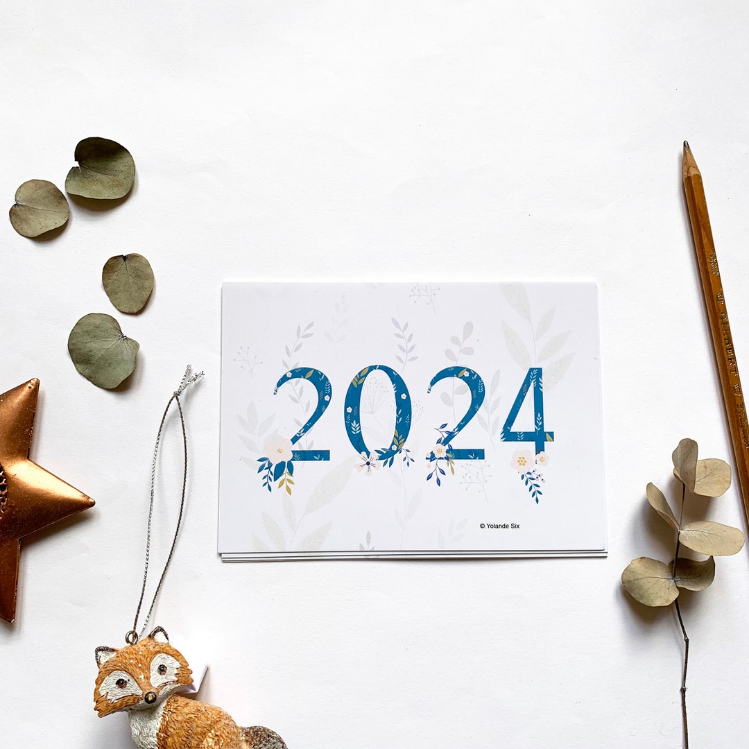 SET of Cards 2024 New Year Cards, 2024 Happy New Year Card, SIMPLE ...