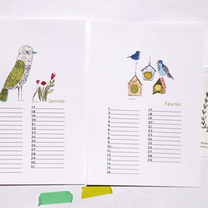 Perpetual Birthday Calendar, Birds, Botanical Illustrations - Etsy