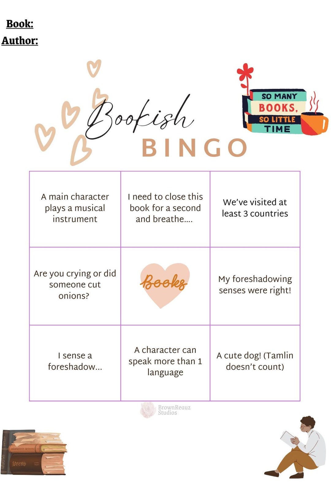 Book Bingo Cards - Romance, Fantasy, Romantasy; Reading Tracker, Book ...
