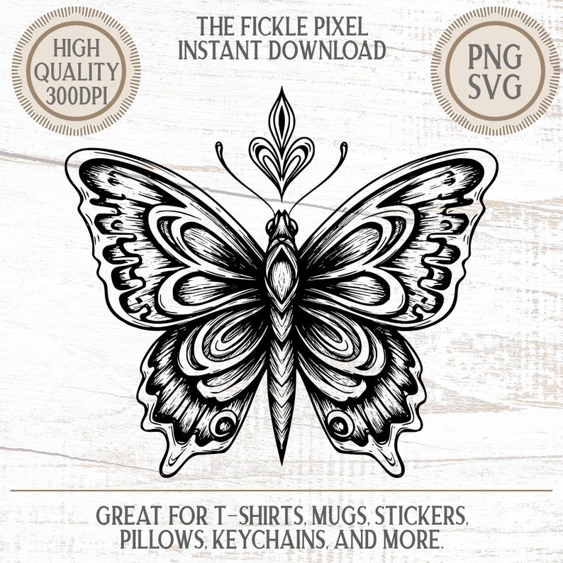 Vintage Butterfly Sketch PNG | Filigree Wings Digital Art | Instant ...