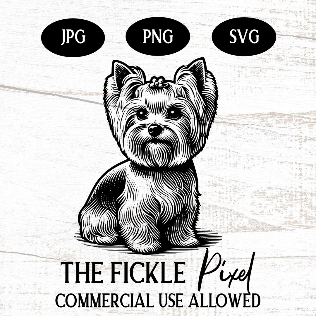 Yorkshire Terrier Yorkie SVG PNG Vintage Clipart Instant Download ...