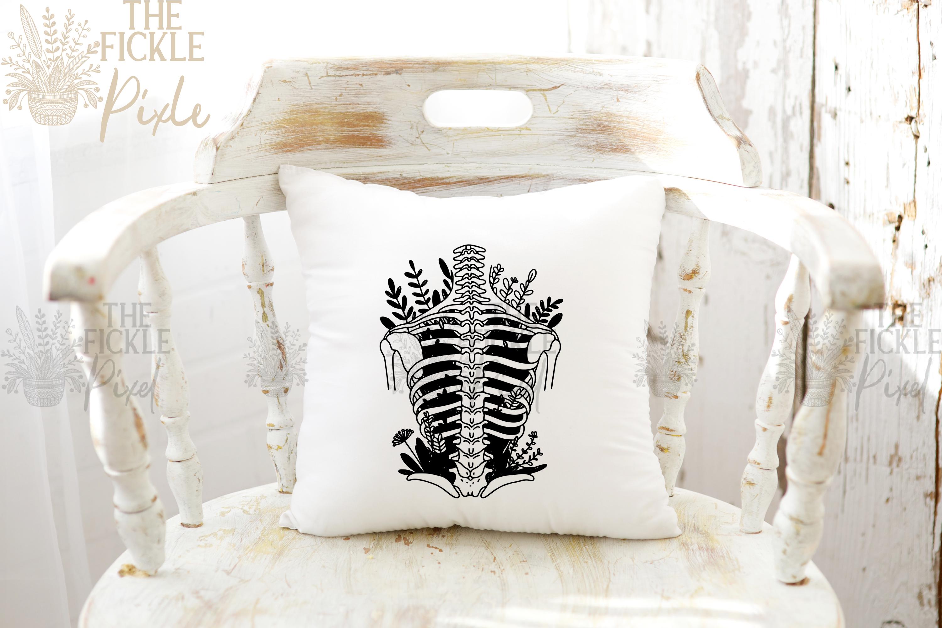 Floral Anatomy Svg, Backbone Png, Skeleton Svg, Spine With Flowers ...