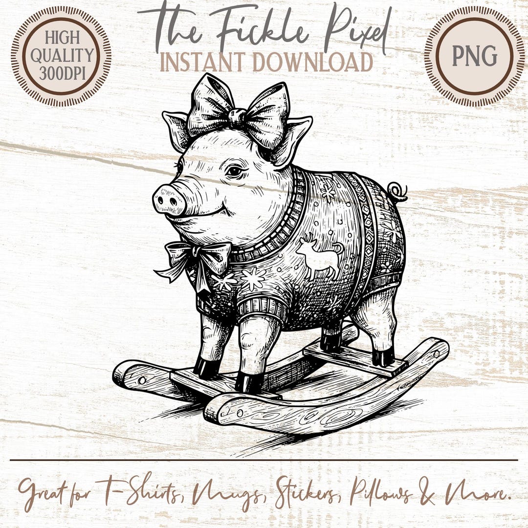 Christmas Pig Rocking Horse PNG, Highland Cow Sweater Clip Art, Festive ...