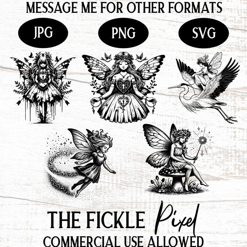 Fairy Pixie SVG PNG Graphic Bundle, Supernatural Sprite Files for ...