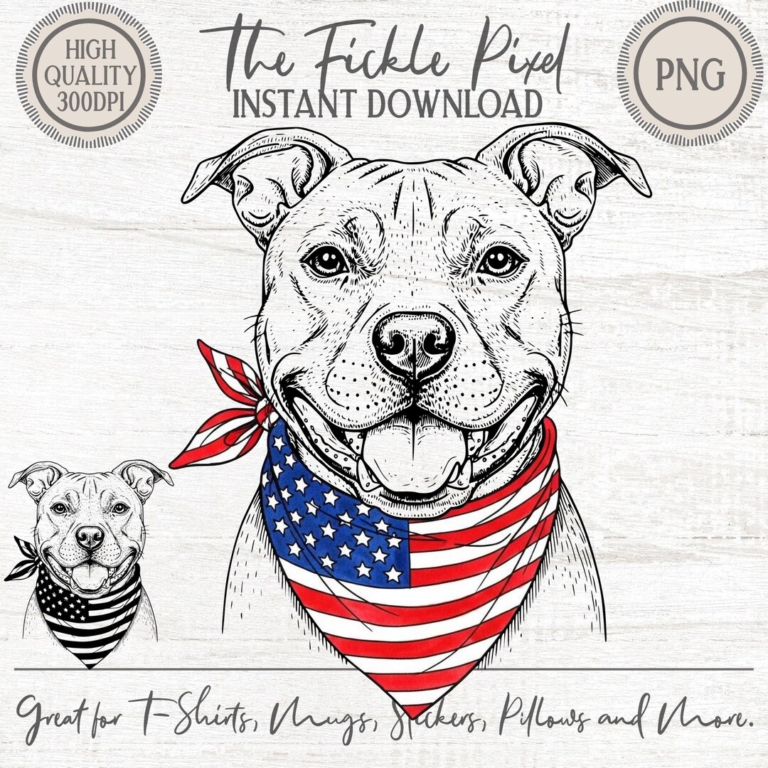 Patriotic Pit Bull PNG Clipart | American Flag Bandana Dog | T-shirt ...