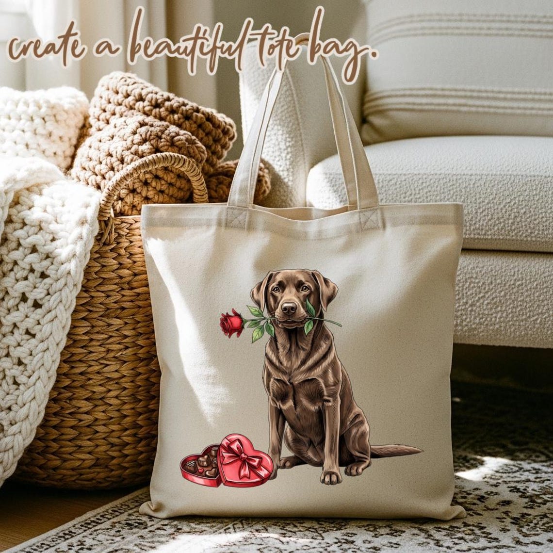Chocolate Lab Valentine Clipart PNG – Sweet Labrador With Rose ...