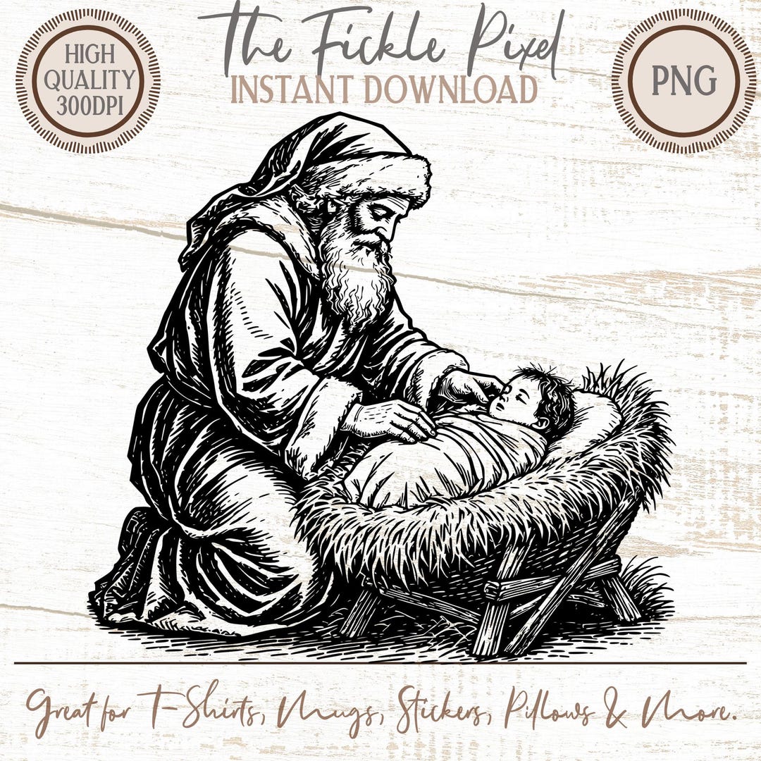 Vintage Santa Nativity PNG, Old World Christmas Religious Art, Baby ...