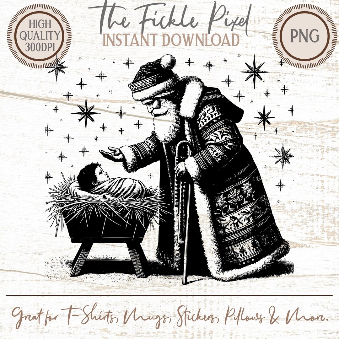Santa & Baby Jesus Manger PNG, Christmas Nativity Art, Religious ...