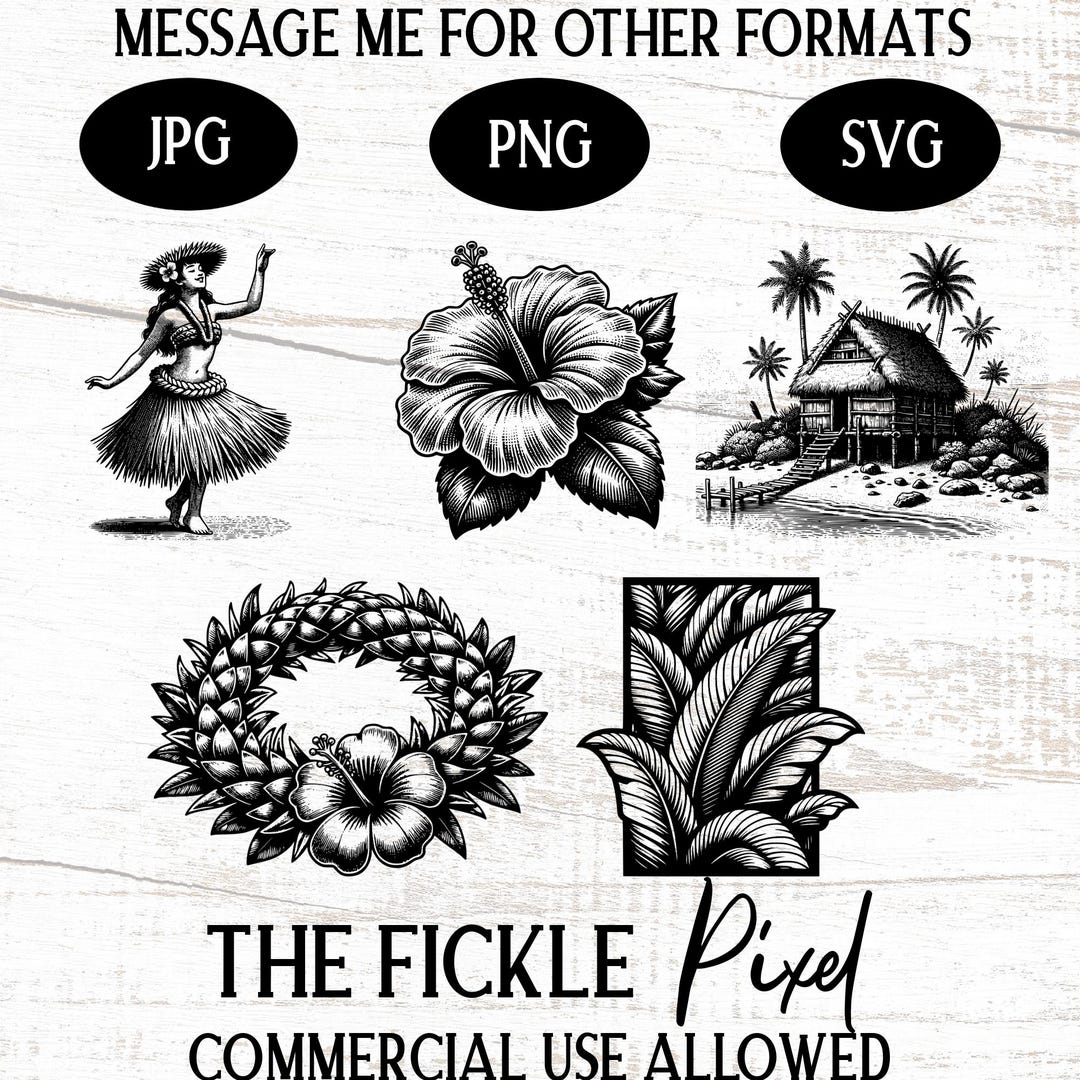 Luau Clipart Bundle SVG PNG, Hawaii Clipart, Tropical Clipart, Hawaiian ...