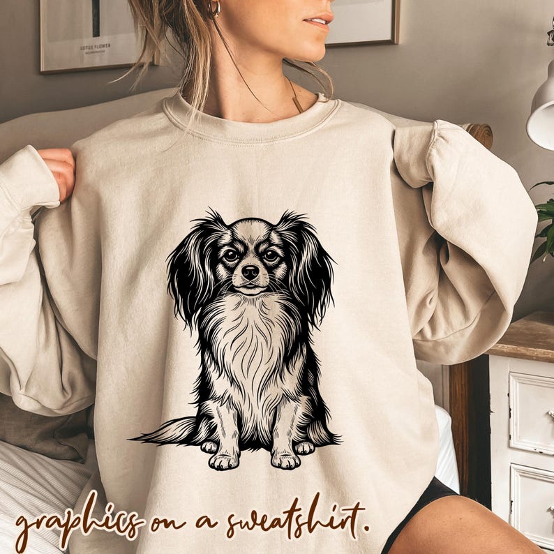 Drop Eared Papillon Sitting Portrait SVG PNG, Phalene Dog Clipart ...