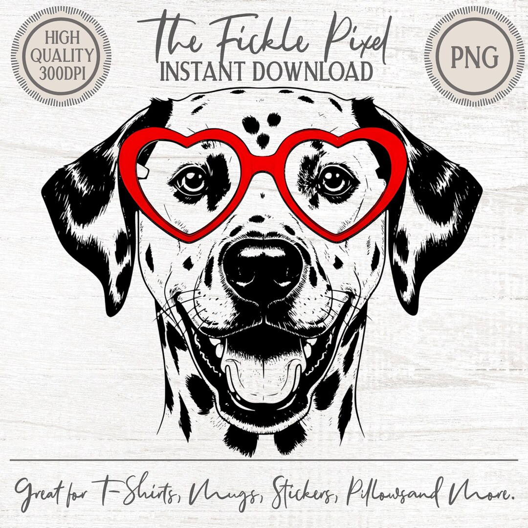 Dalmation Puppy PNG Clipart: Heart Glasses, Valentine's Day (digital ...