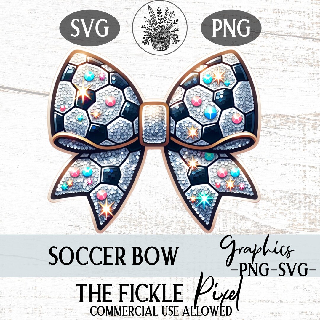 Soccer Sequin Bow SVG PNG Graphic, Glitter Sequin Bow Png, Game Day Png ...