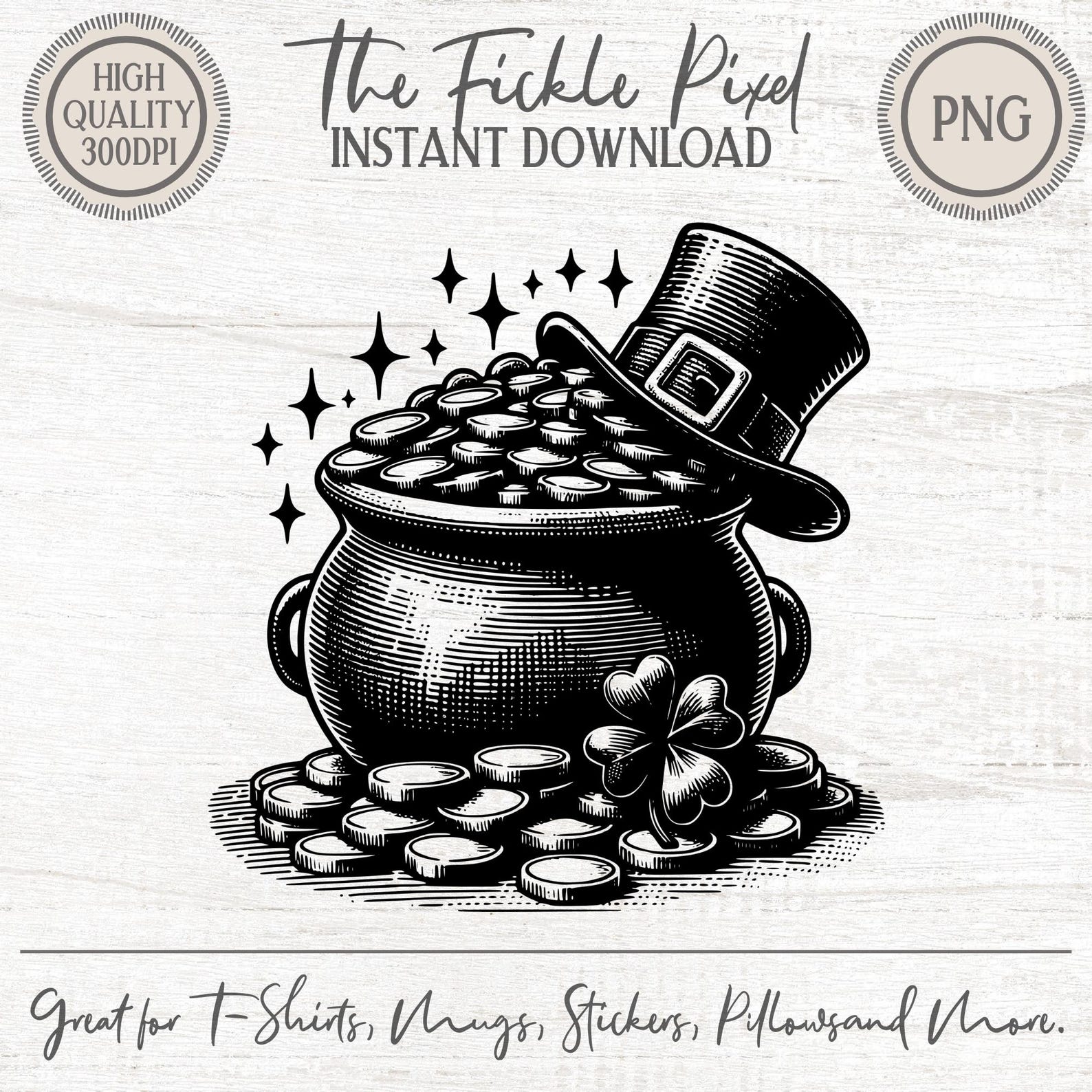Lucky Pot of Gold PNG, St Patricks Day Clipart, Vintage Leprechaun Hat ...