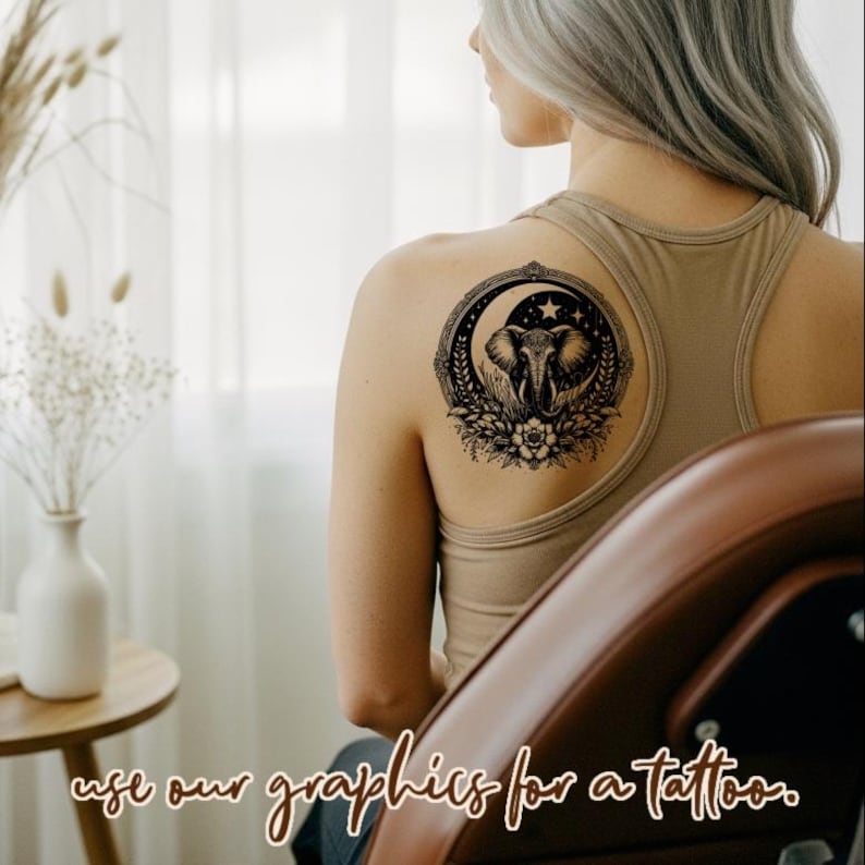 Celestial Elephant Moon PNG, Mystical Boho Clipart (digital Download ...