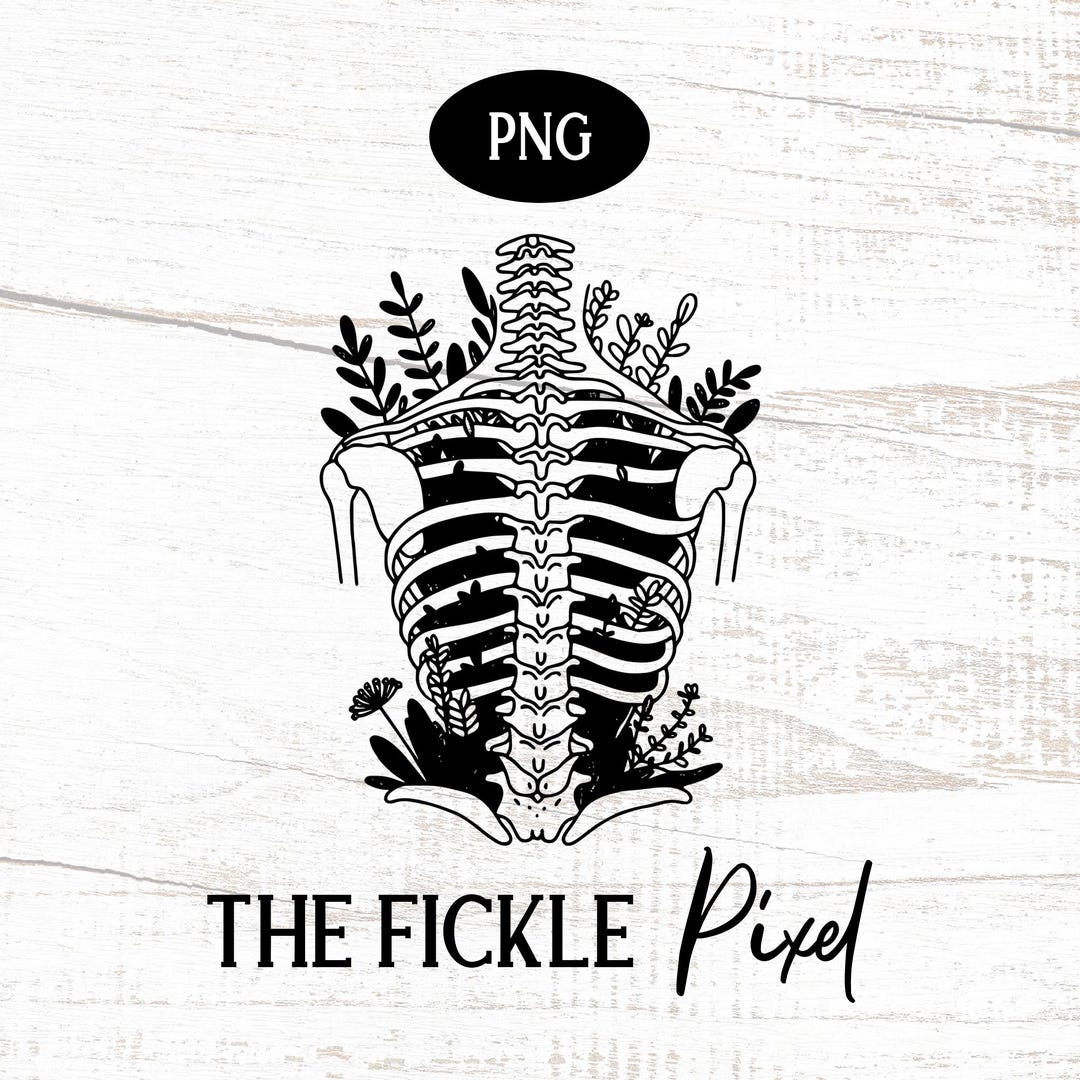 Floral Anatomy Svg, Backbone Png, Skeleton Svg, Spine With Flowers ...