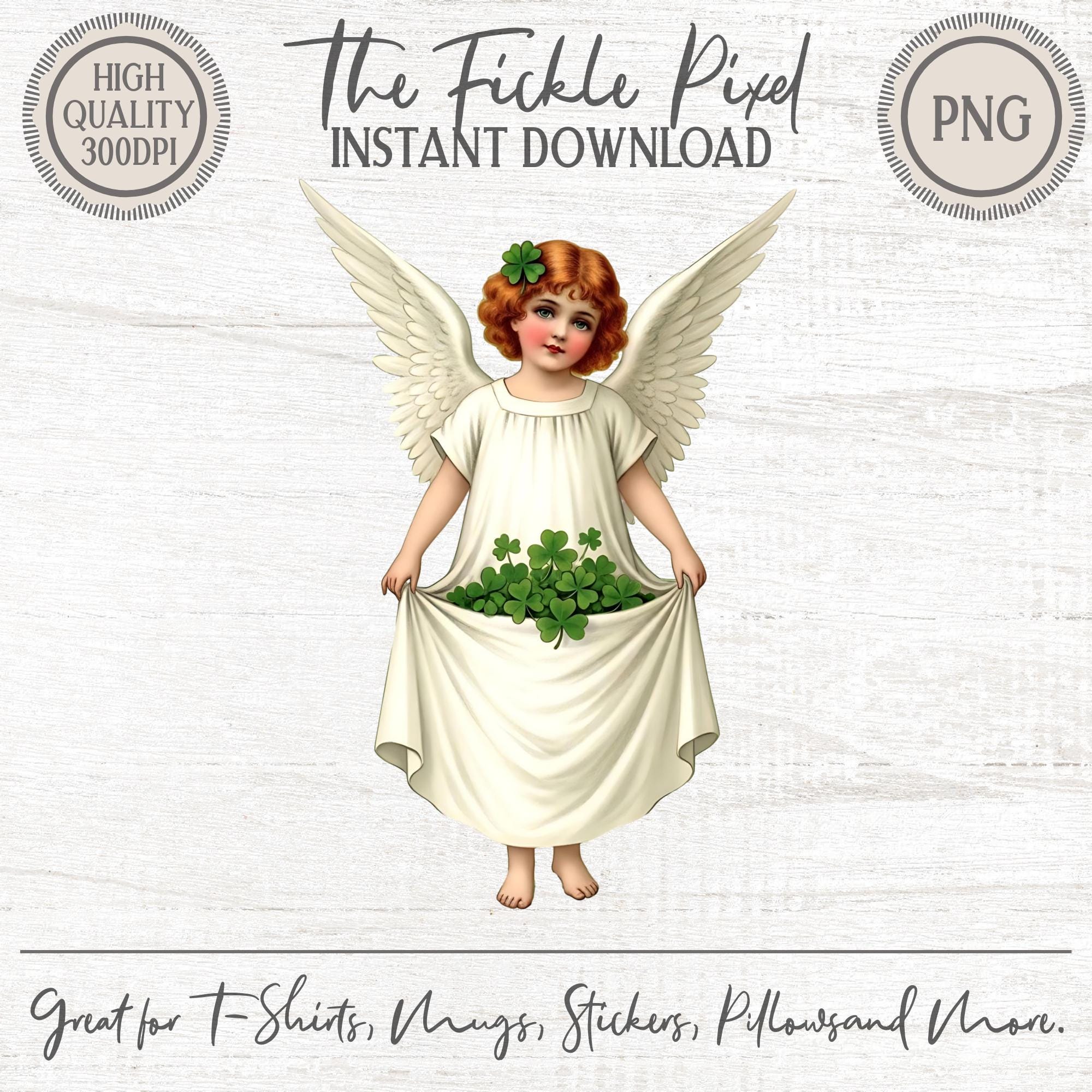 Vintage Shamrock Angel PNG, Irish St Patricks Day Clipart, Retro Lucky ...