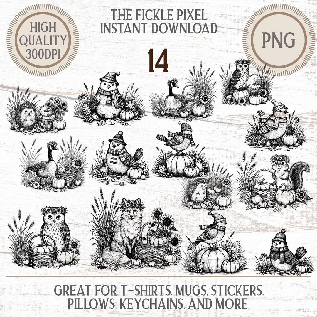 Cozy Fall Animals Bundle - 14 Thanksgiving Graphics PNG SVG | Autumn ...