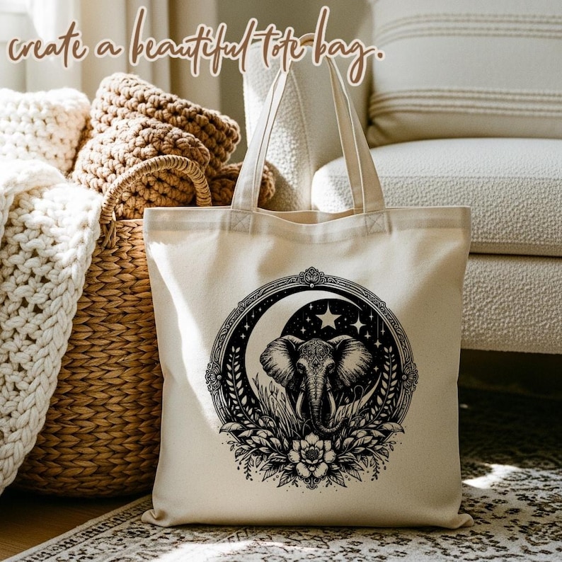 Celestial Elephant Moon PNG, Mystical Boho Clipart (digital Download ...
