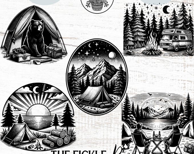 Camping Clipart Vector SVG Design, Outdoor Adventure Graphics, Camping ...