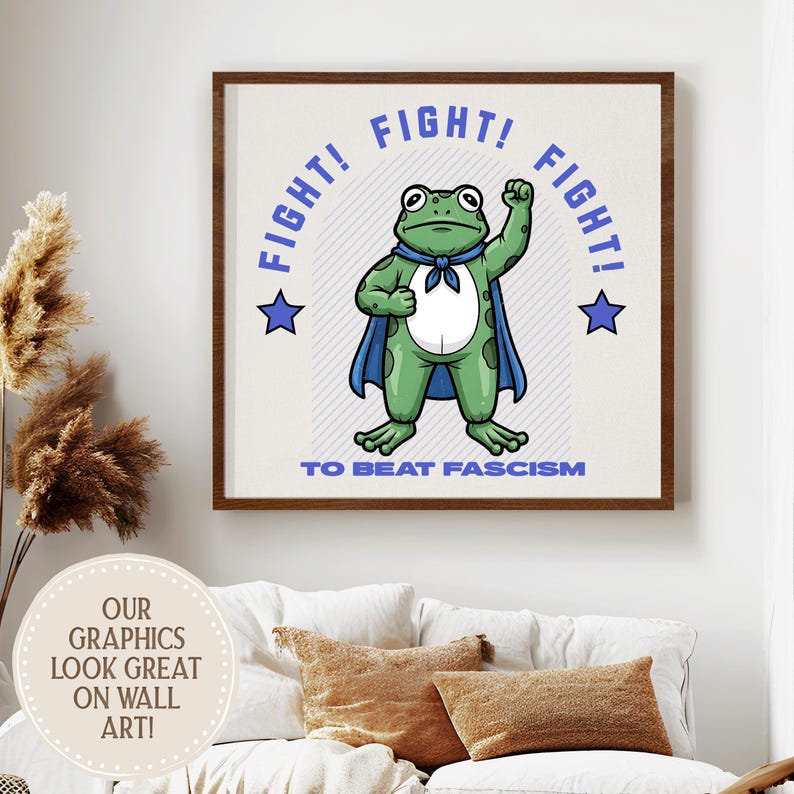 Portland Frog Fight, Fight, Fight PNG, Protest Art Frog Fist in Air ...