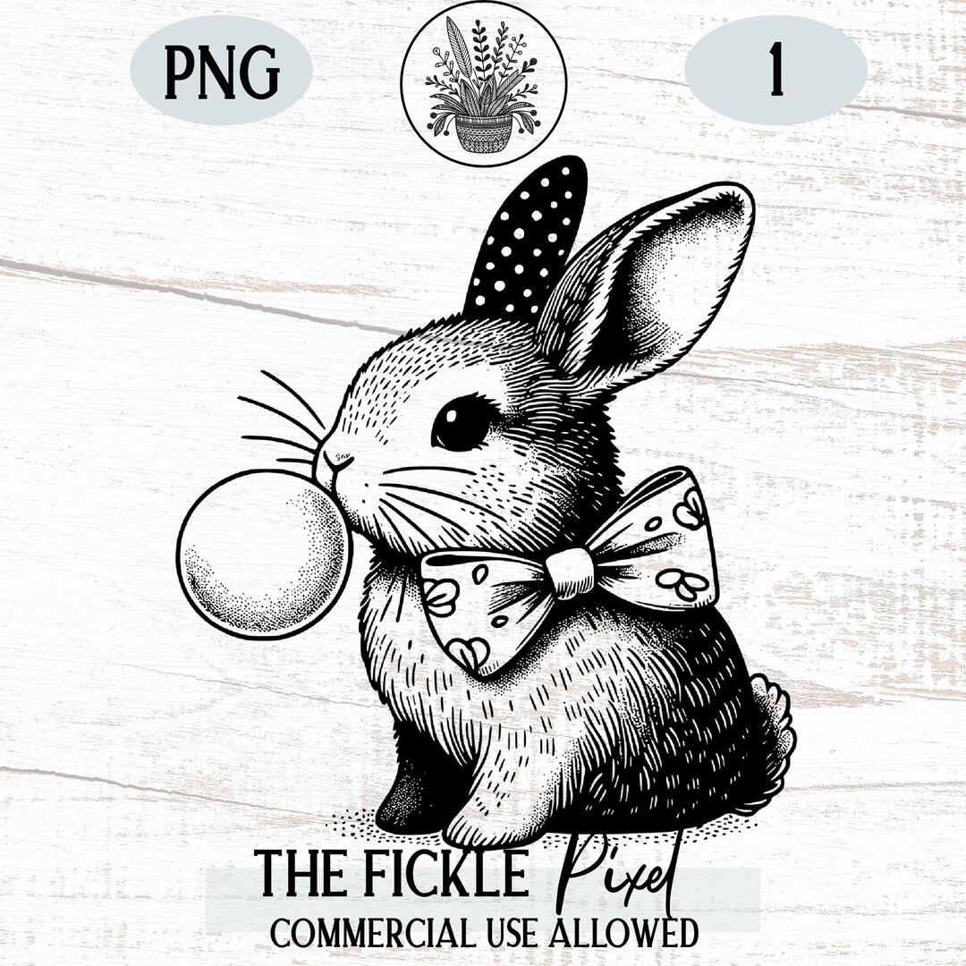 Cute Bunny Blowing Bubble PNG Clipart | Easter Art (instant Download ...